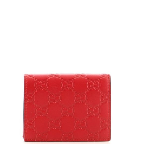 Gucci | Bags | Gucci Flap Card Case Guccissima Leather Red | Poshmark